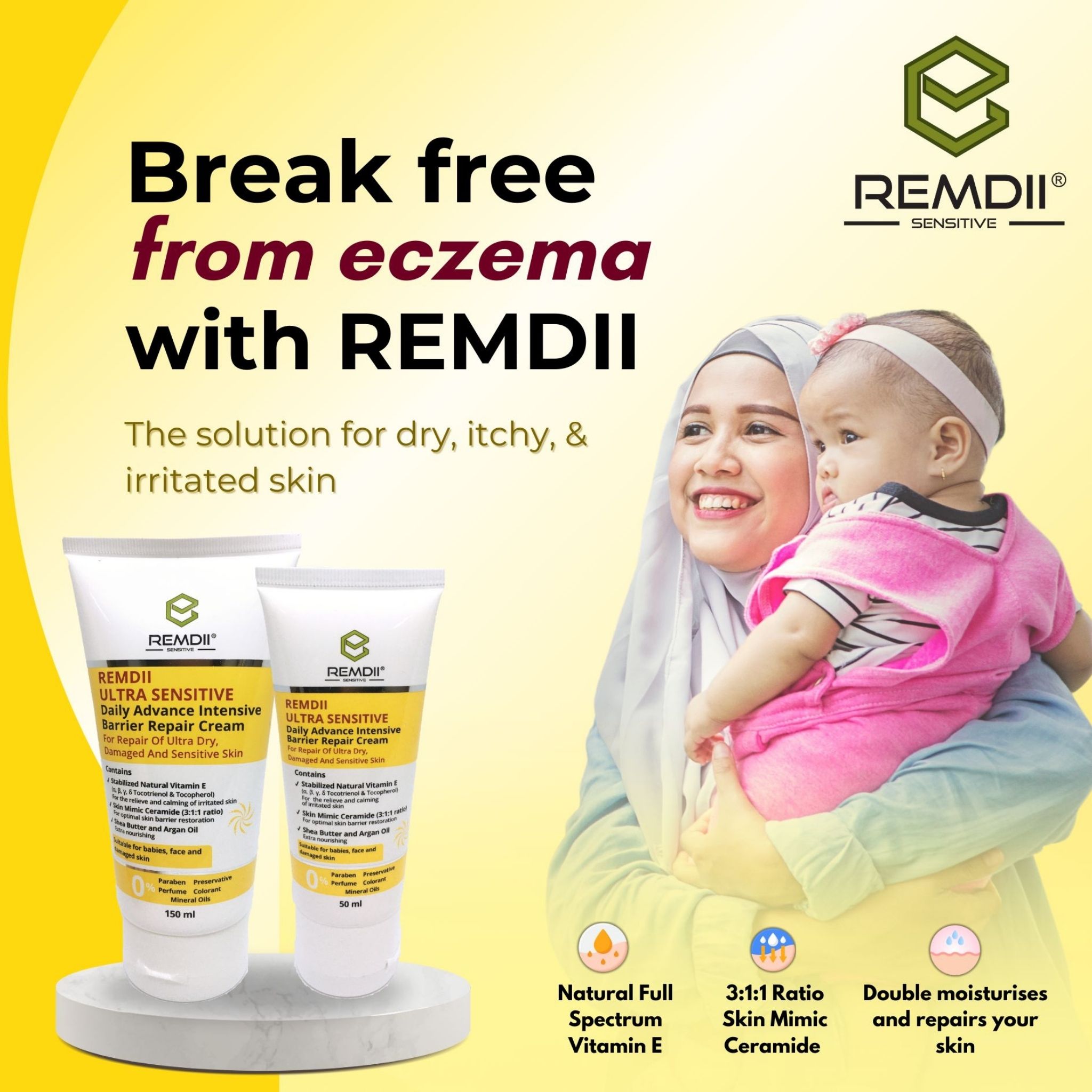REMDII COOLING Snow Cream 30gm Krim Ekzema, Sensitive Skin, Rashes ...