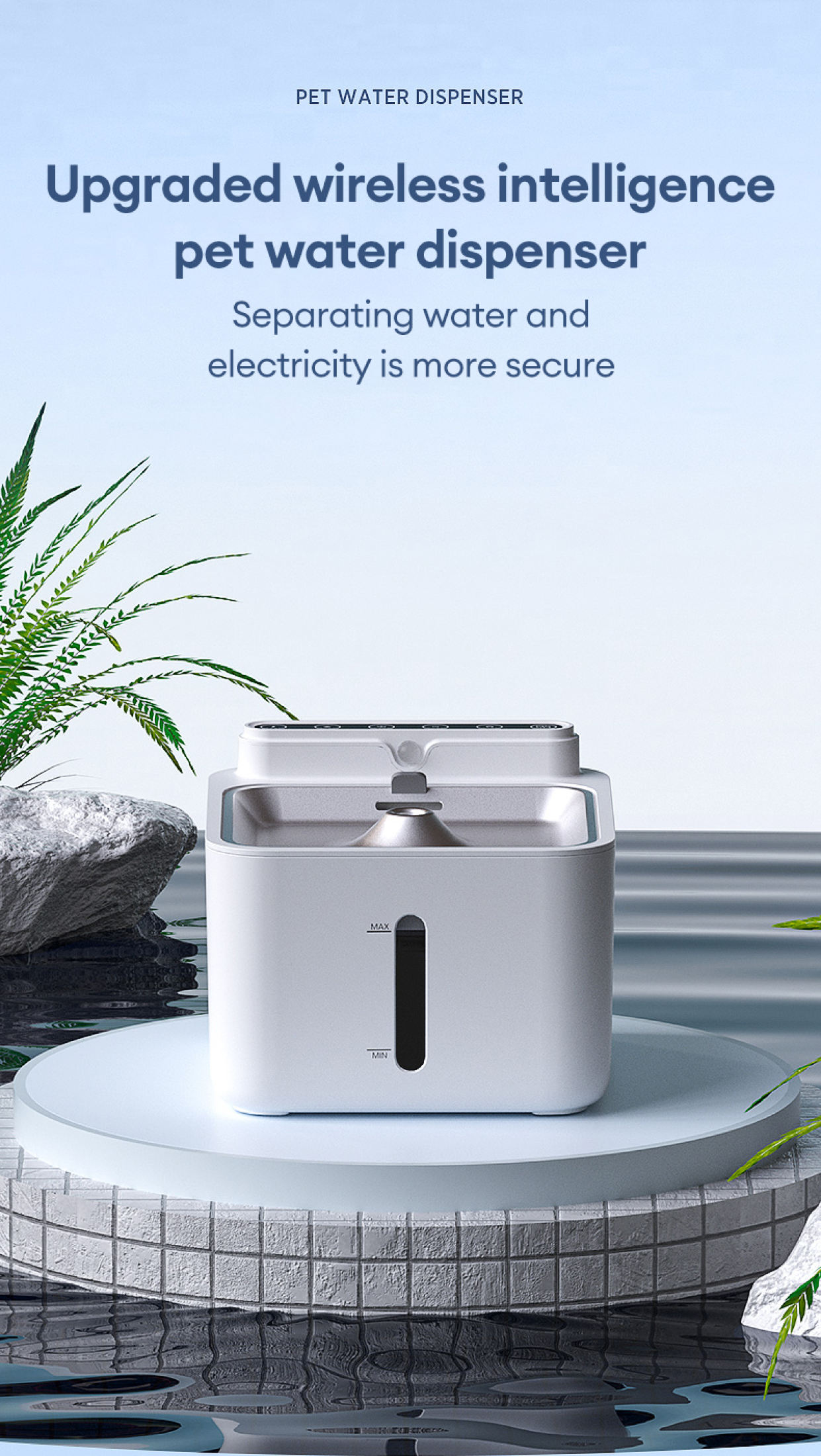 Automatic Cat Water Fountain Wireless Sensor 3L 5200mAh Smart Portable ...