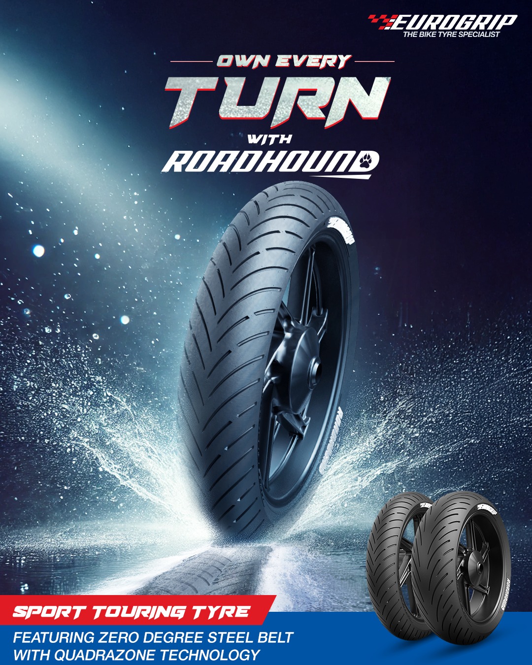 Eurogrip Tayar Roadhound Sport Touring Radial Tyre 120/70ZR17 160 ...