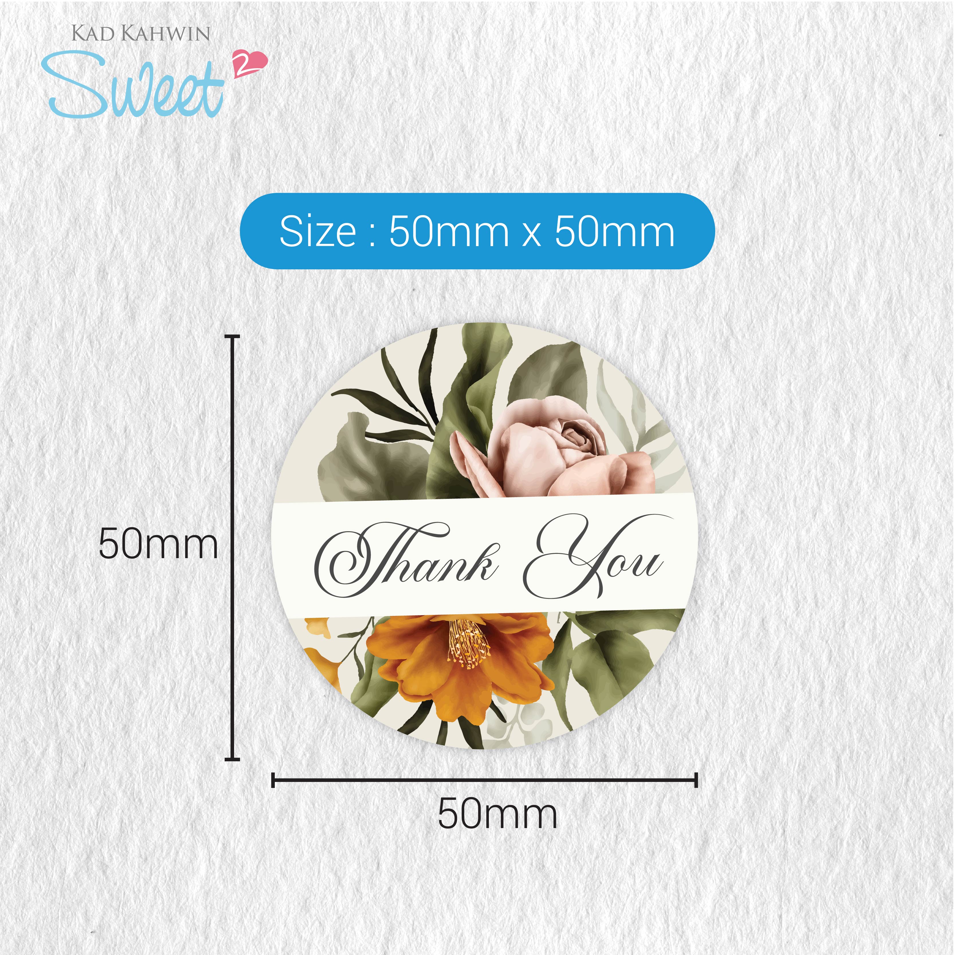 Thank You Sticker 50mm Stiker Terima Kasih/Seal Label/Sticker Kahwin ...