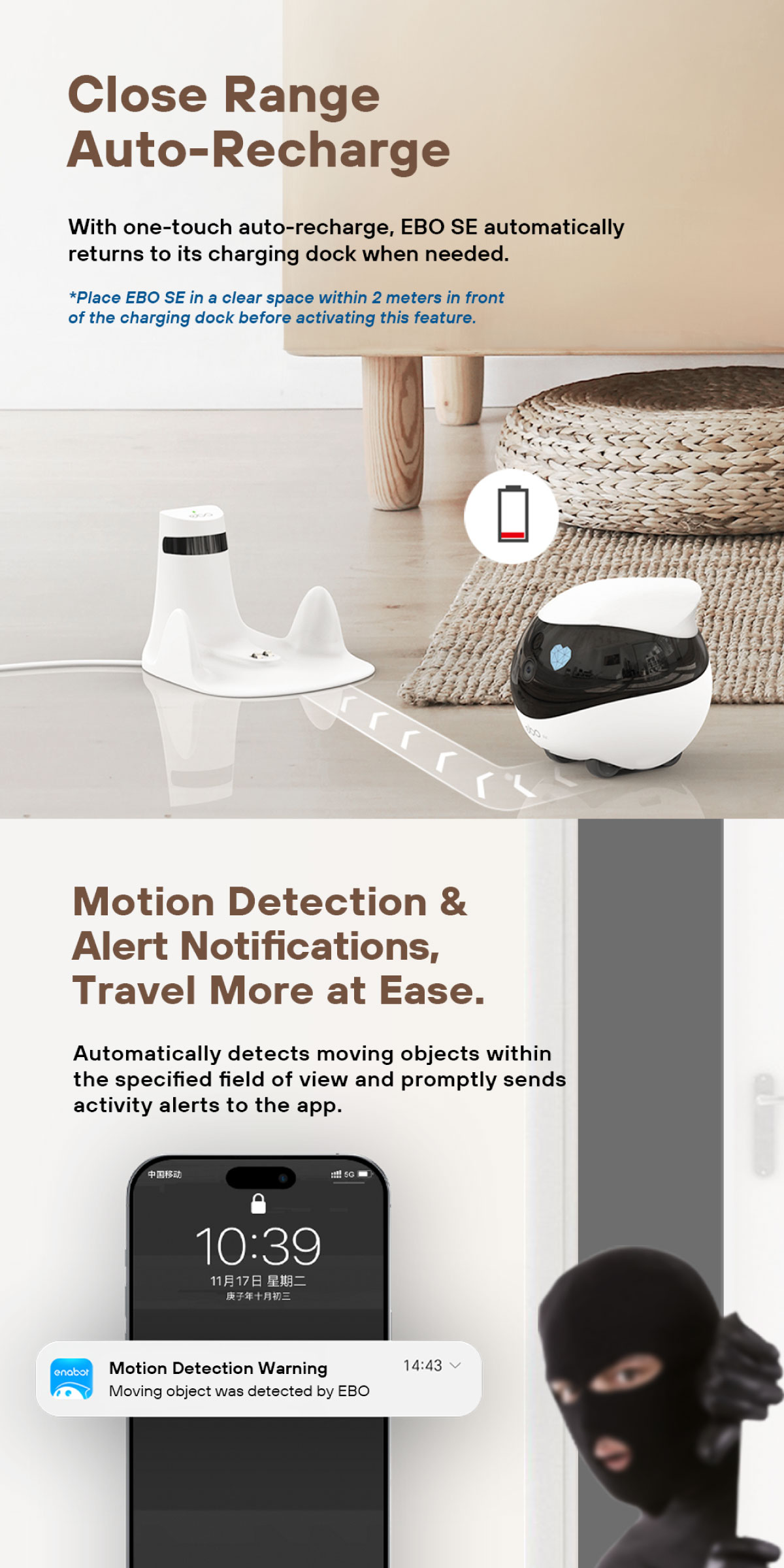 Enabot EBO SE Smart Home Moving Robot CCTV Camera | Interactive Actions | 2 Way Communication ...