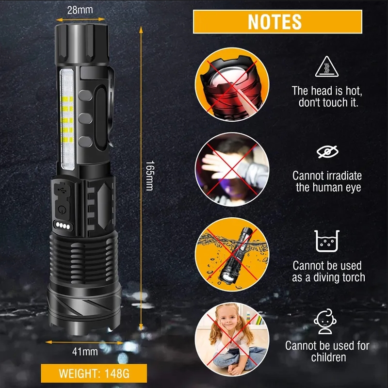 White Laser Lampu suluh Strong Power Flashlight 5000000LM Tactical ...