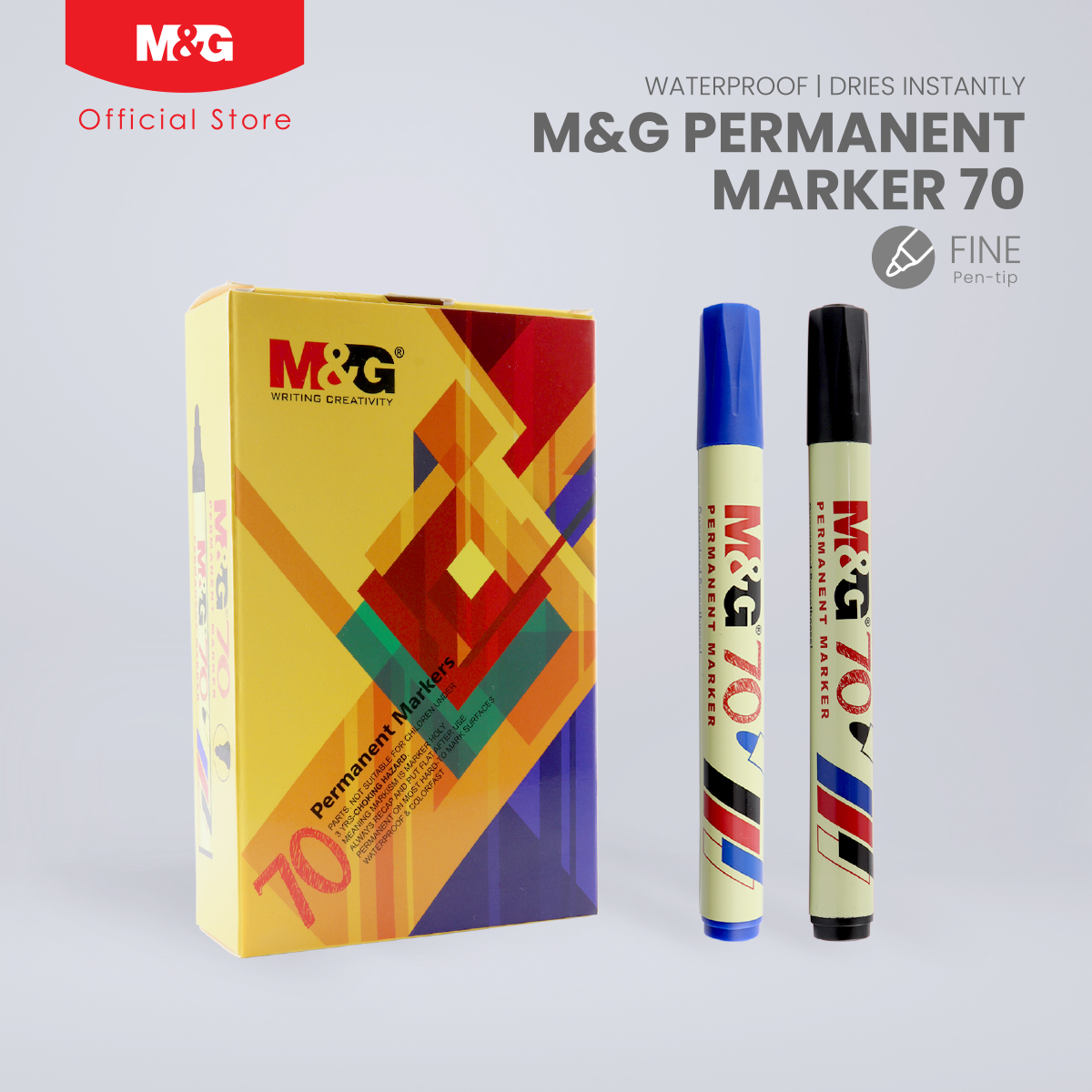 Pen Marker Kekal M&G 70 Mata Halus–Kalis Air, Tidak Pudar,Penandaan ...