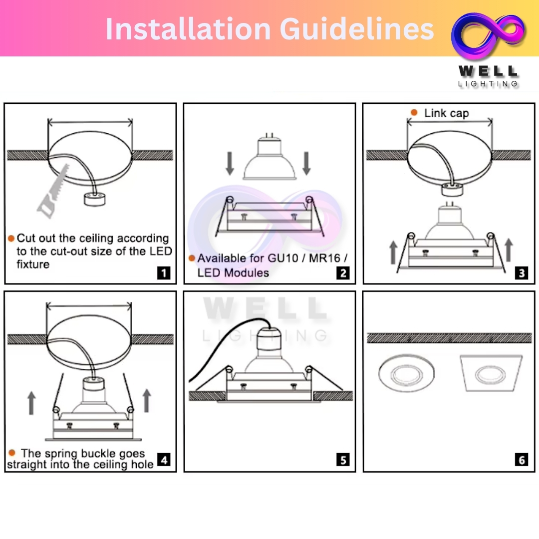 Lampu Siling LED Eyeball Casing Fitting Recessed Spotlight Adjustable ...