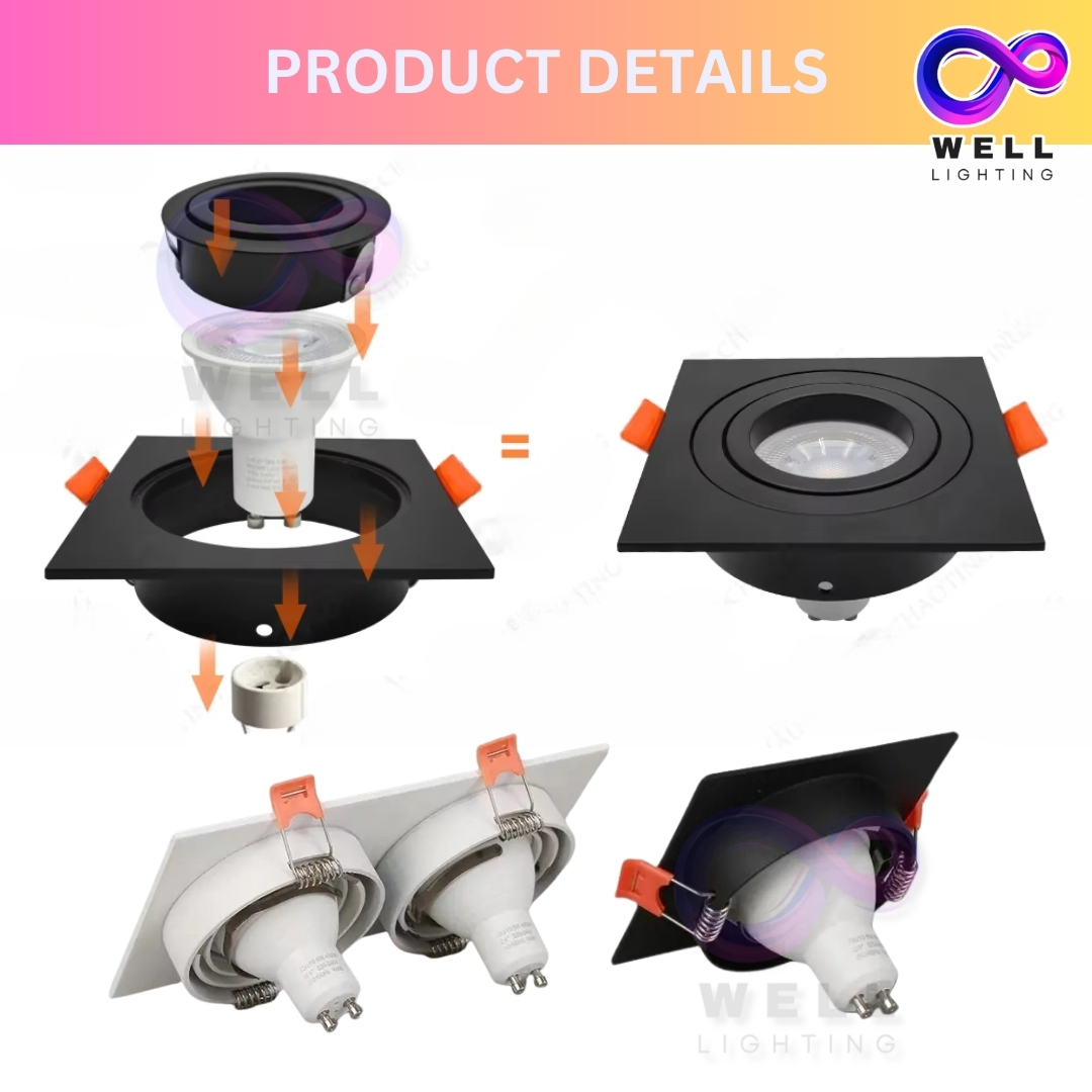 Lampu Siling LED Eyeball Casing Fitting Recessed Spotlight Adjustable ...