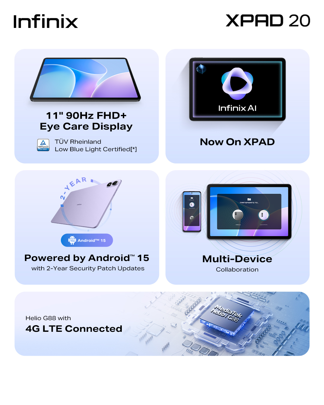 Infinix XPad 20 Tablet LTE + WiFi (6+128GB / 8+256GB) 11" FHD+ Eye Care ...