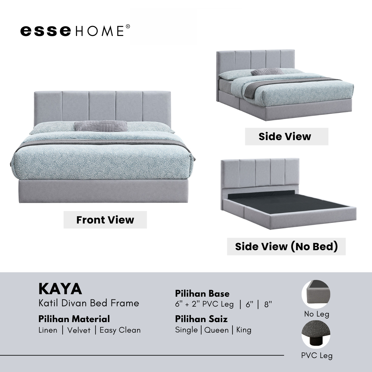 EsseHome Queen Katil Divan Bed Frame Katil Fabrik Saiz Single / Queen ...