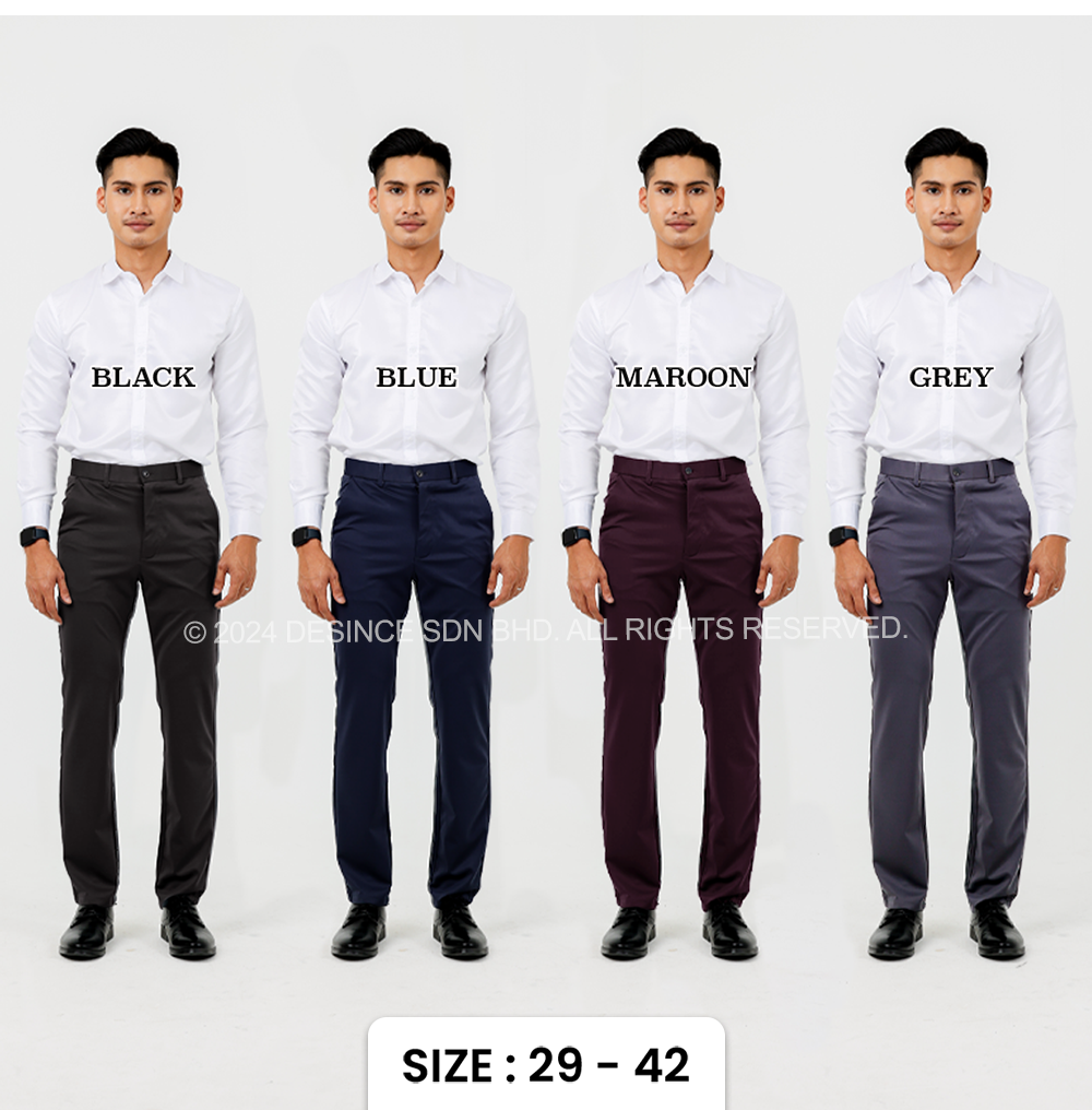 🇲🇾 DESINCE Men Formal Pants Work Working Pants Office Pants Black Blue ...