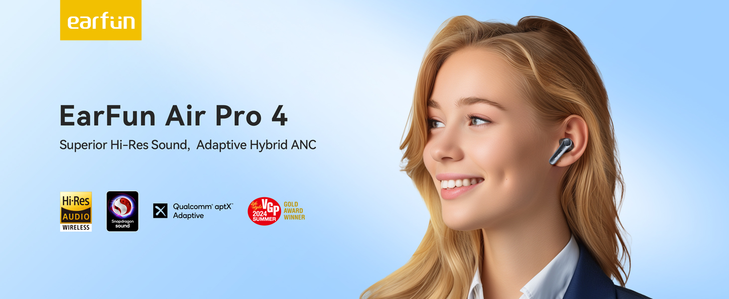 EarFun Air Pro 4 Adaptive Noise Cancelling Bluetooth5.4 True Wireless ...