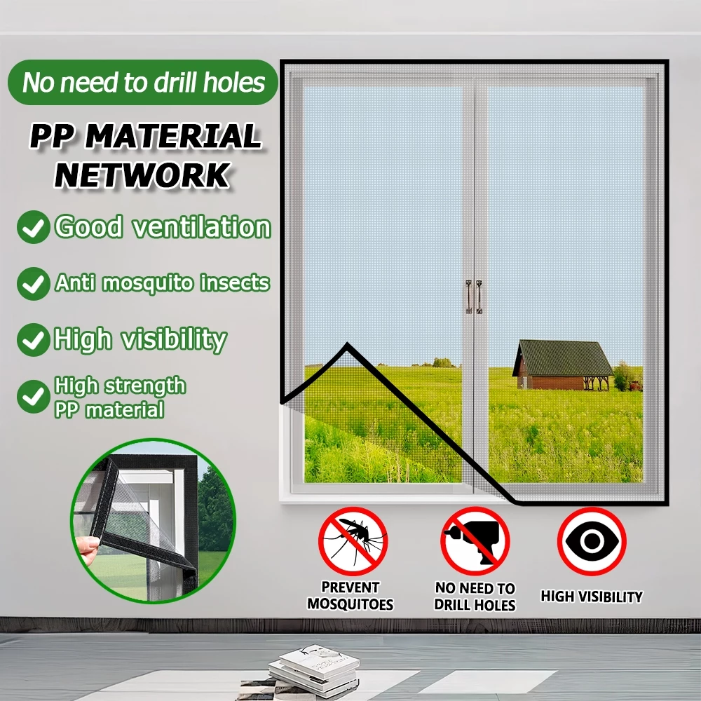Anti Mosquito Mesh Net Window Screen Insect Proof Self-Adhesive Velcro ...