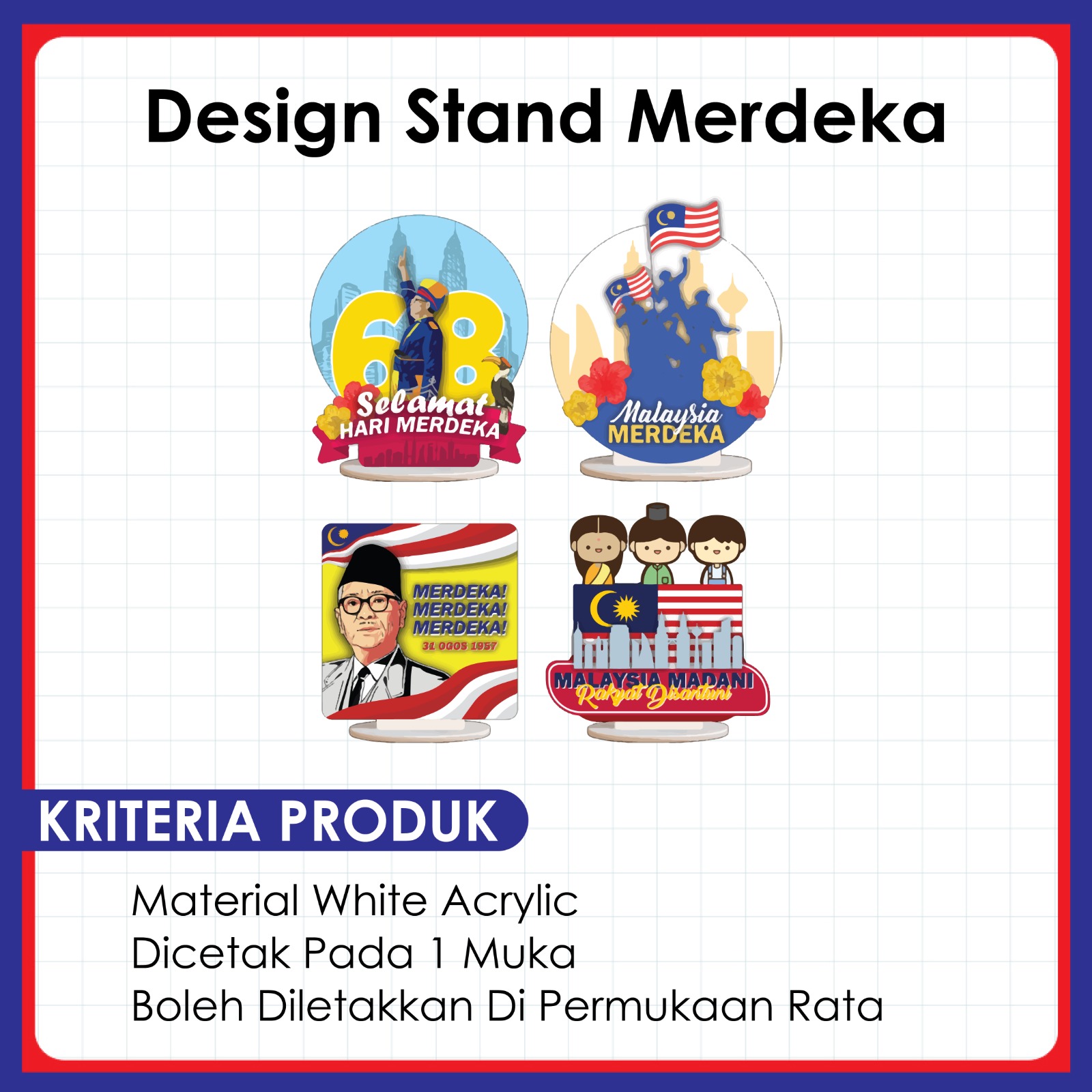 HIASAN STANDEE ACRYLIC MERDEKA HIASAN MEJA KELAS RUMAH DAN PEJABAT HARI ...