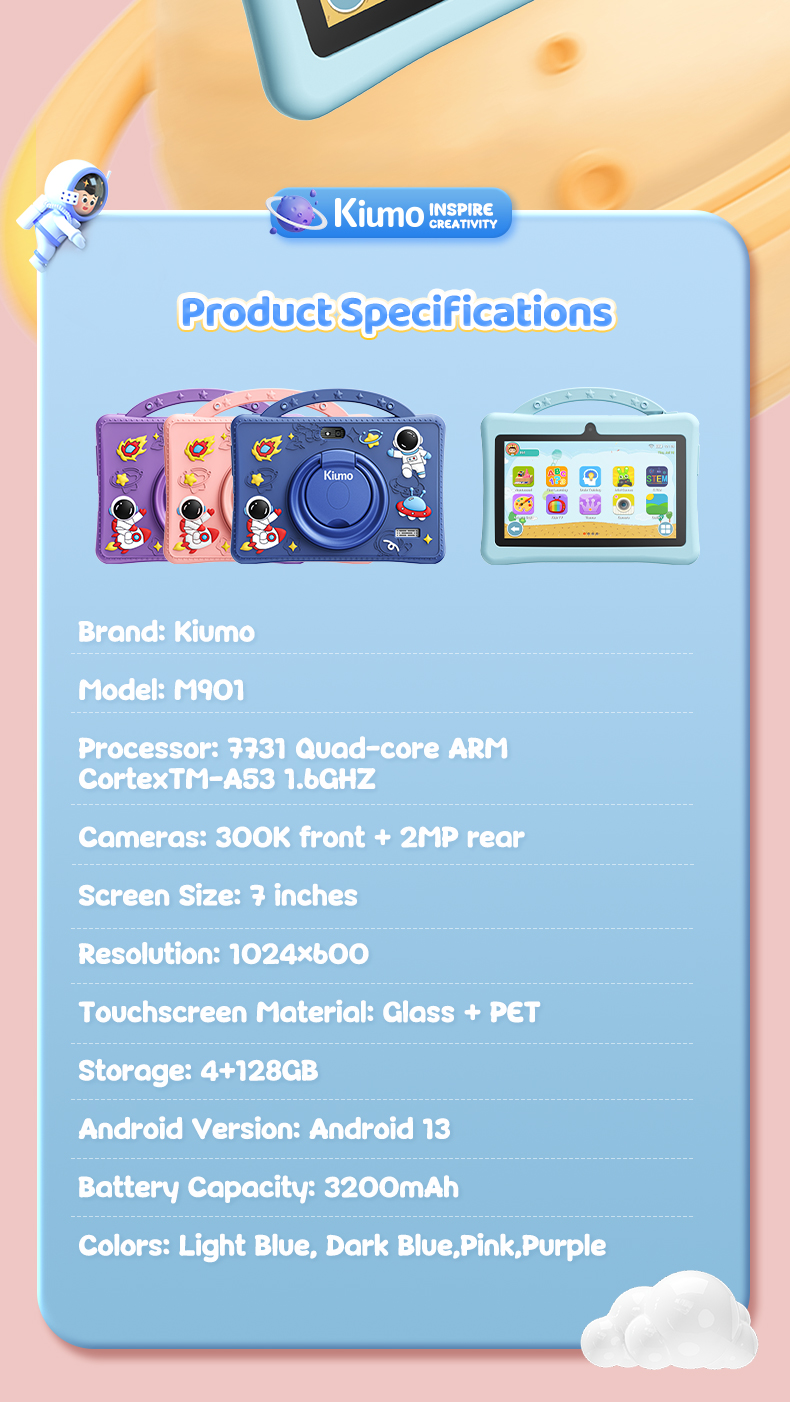 Kiumo tablet android tablet for kids tablet M901(6+128G) 7 Inch Tablet ...