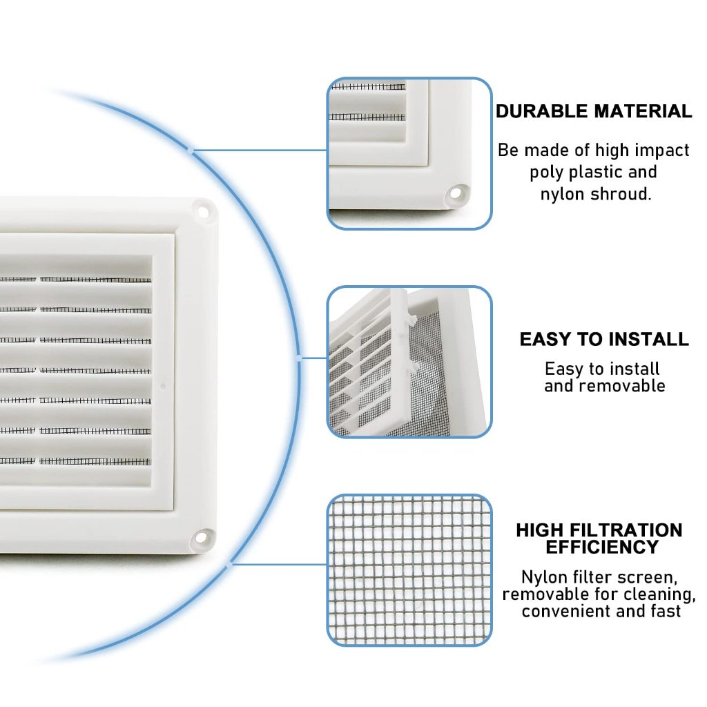6 Inch Square Round Louver for Ventilation Exhaust Fan Flexible Hose ...