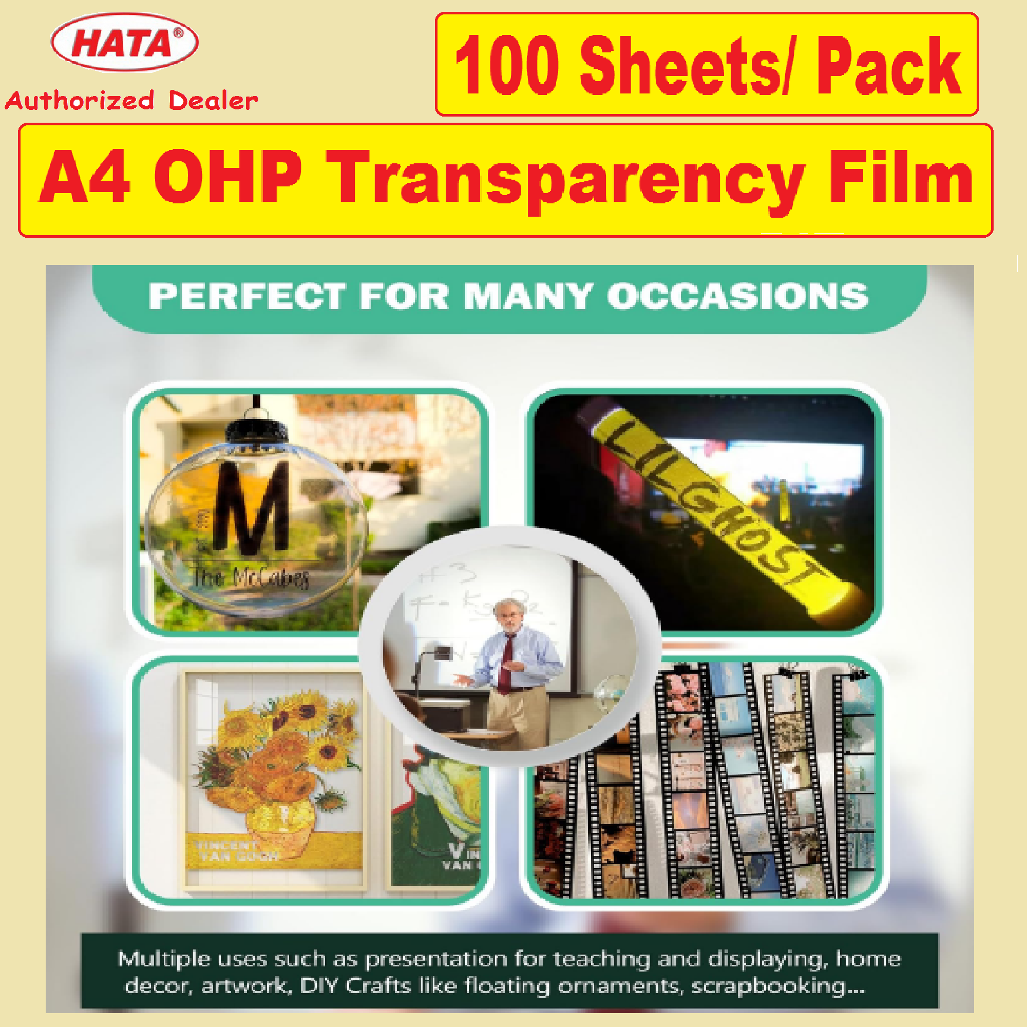 HATA A4 OHP Transparency Film Photocopy or Laser Printer Print Colour ...