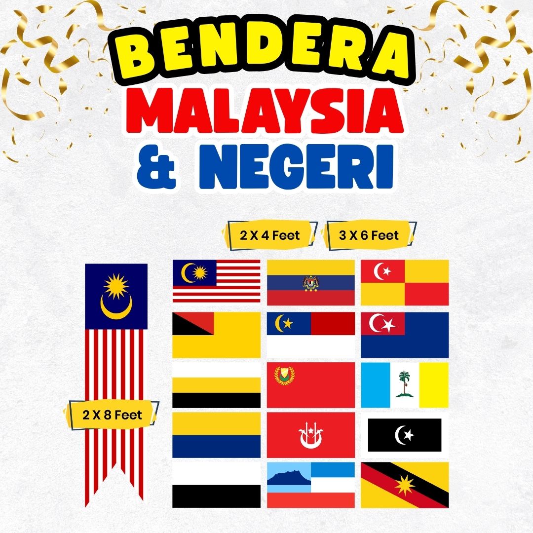 TBF Bendera Malaysia & Bendera Negeri 2x4/2x8/3x6 Merdeka Bunting ...