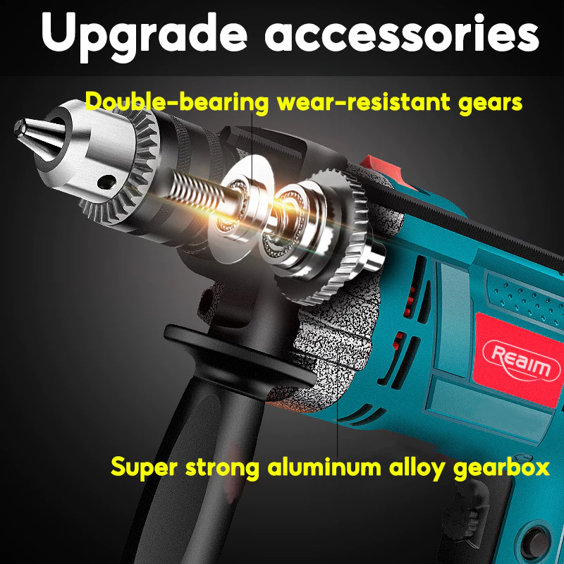 REAIM 600W Angle Grinder + 1100W Impact Drill Set Original Heavy Duty 2 ...