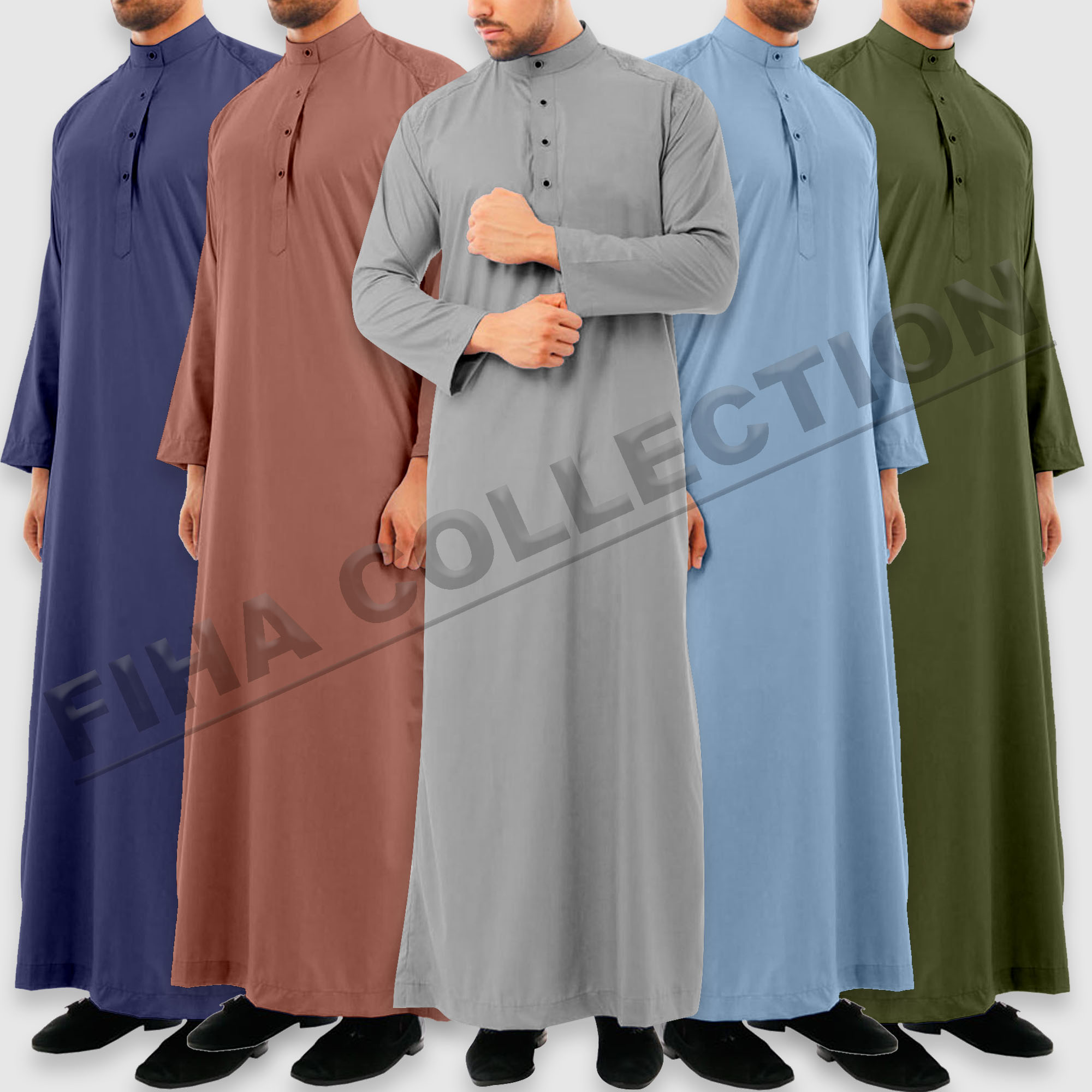 Turkish Jubah Lelaki Elegant Long Men Jubah Stand Collar / Men Jubah ...
