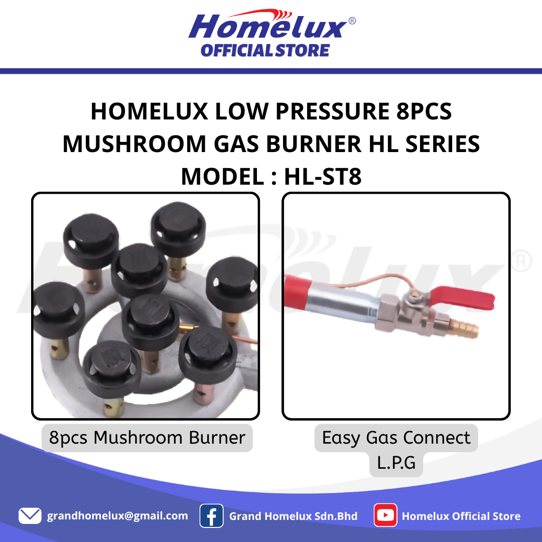 HOMELUX LOW PRESSURE 8PCS MUSHROOM GAS BURNER HL SERIES HL-ST8 Tungku ...