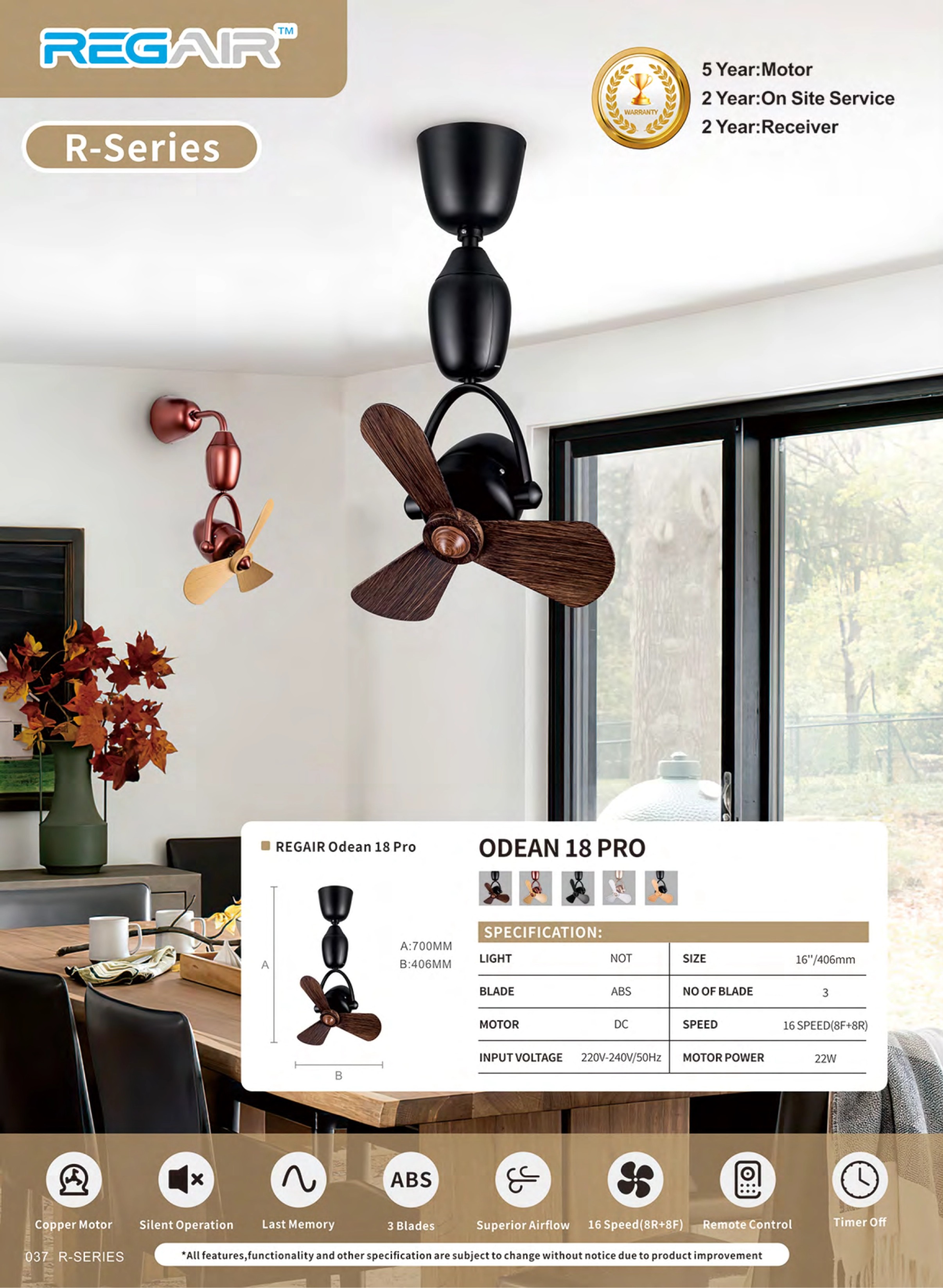 REGAIR INOVO Odean/Q18 Wall Fan With Remote Control 18inch Kipas ...