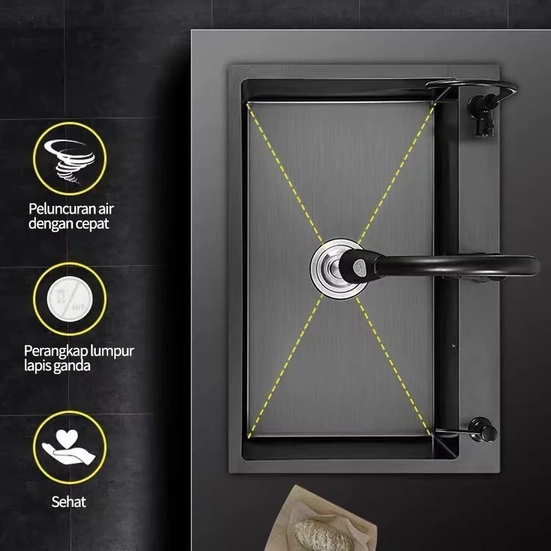 Singki Dapur Nano Sinki 304 Stainless Steel Handmade Single Bowl ...