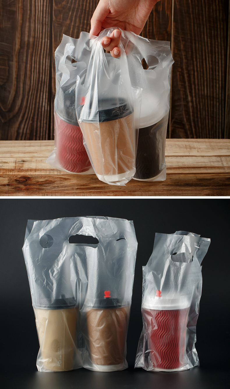 Twin Cup Plastic Bag 100pc / Boba Tea Cup Packaging Bag / Double Coffee ...