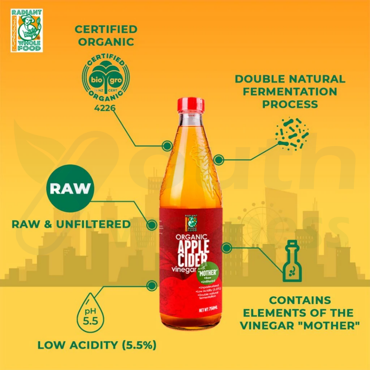 Radiant Organic Apple Cider Vinegar Halal Certified | Shopee Malaysia
