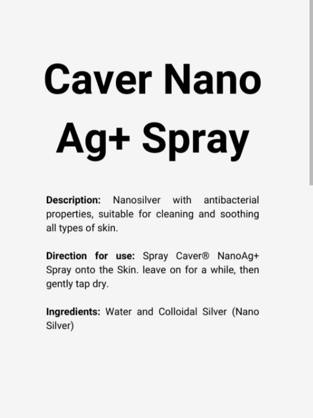 Caver Nano Ag+ Solution SPRAY 120ppm (exp 11/27) and GEL 10g (03/28 ...