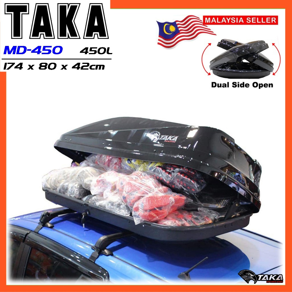TAKA MD-450 Car Roof Box [Explorer Series] [XL Size] [Glossy Black ...