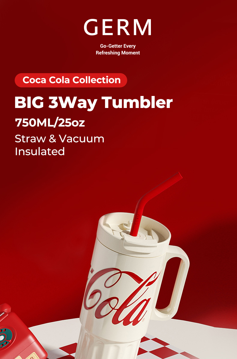 GERM Coca Cola Tumbler Botol Air Termos Stainless Steel Large Straw ...