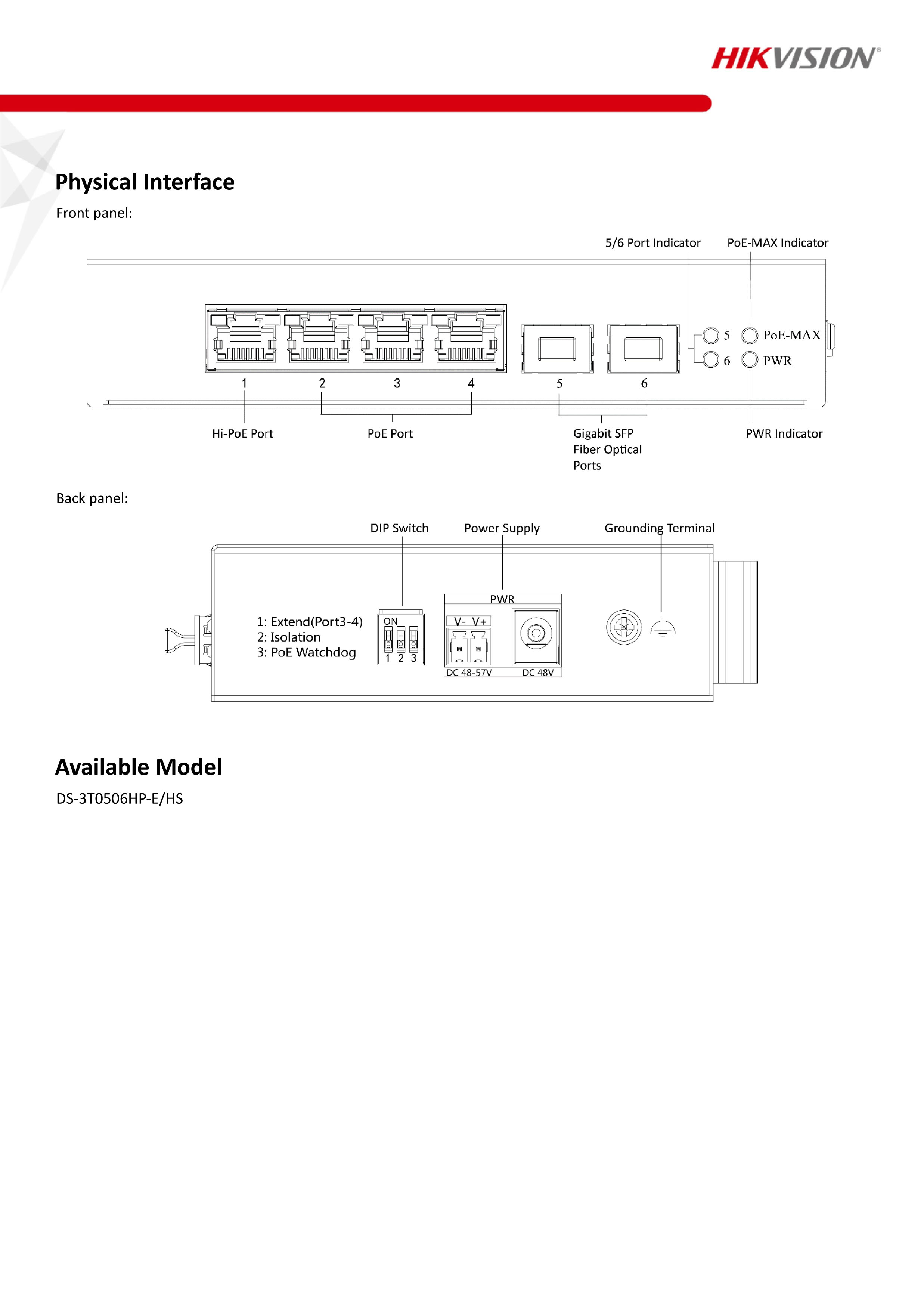 Hikvision DS-3T0506HP-E/HS Hikvision 4 Port Gigabit Harsh PoE Switch - Hikvision Harsh POE ...