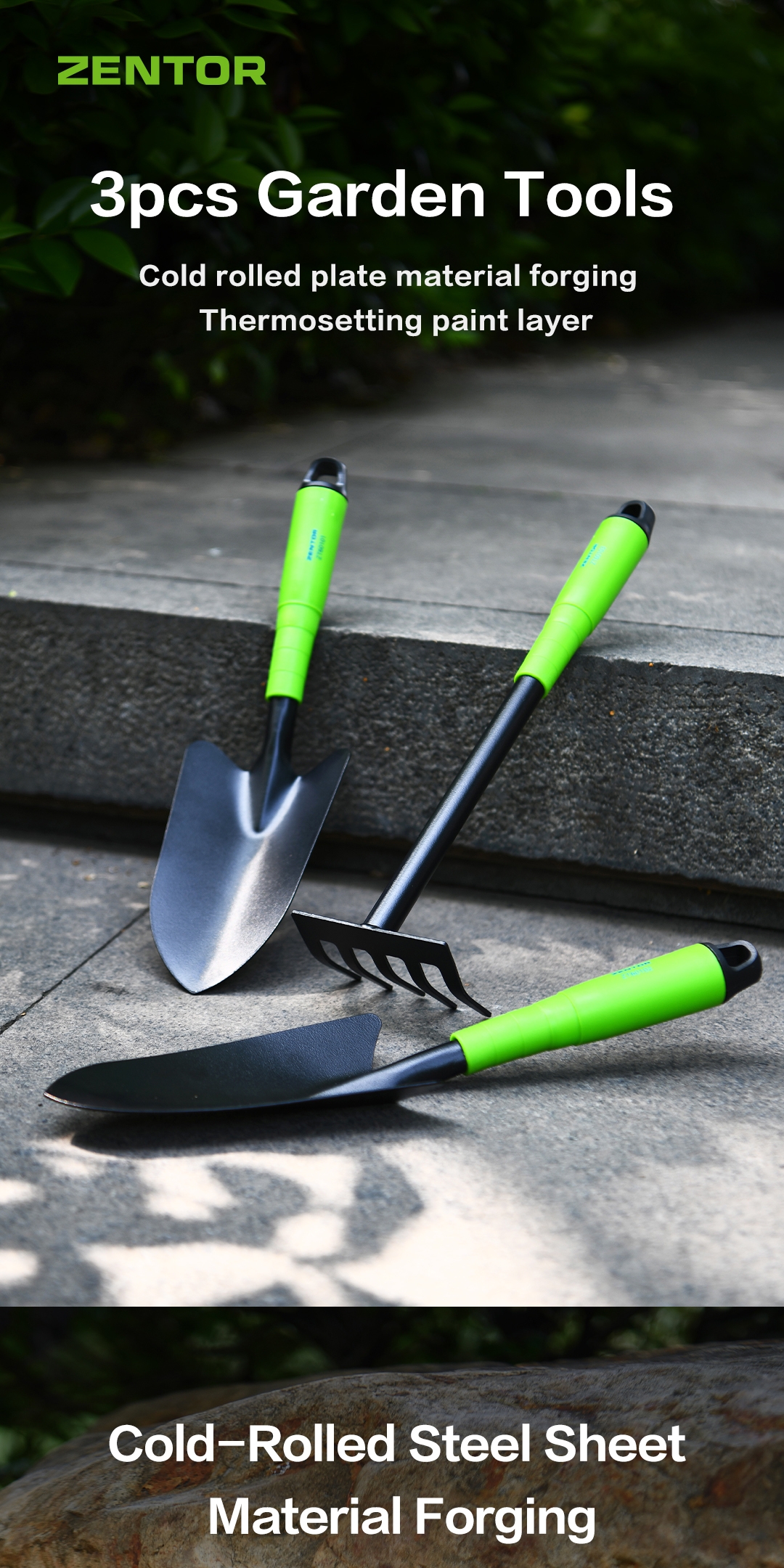 ZENTOR Garden Shovel & Rake With Thermo Paint Layer | Gardening Tool ...
