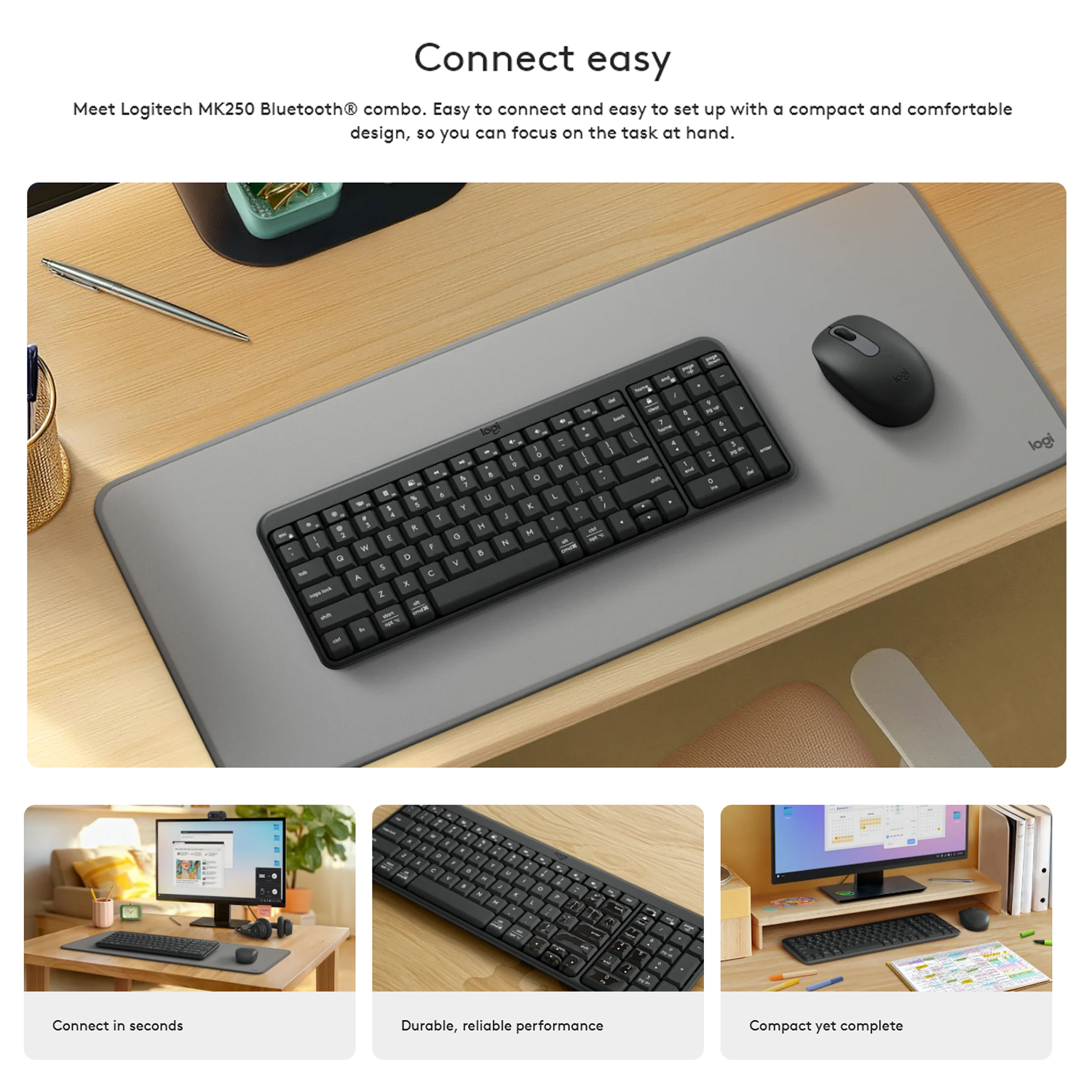 Logitech MK250 Compact Bluetooth® Wireless Combo with Compact Form ...
