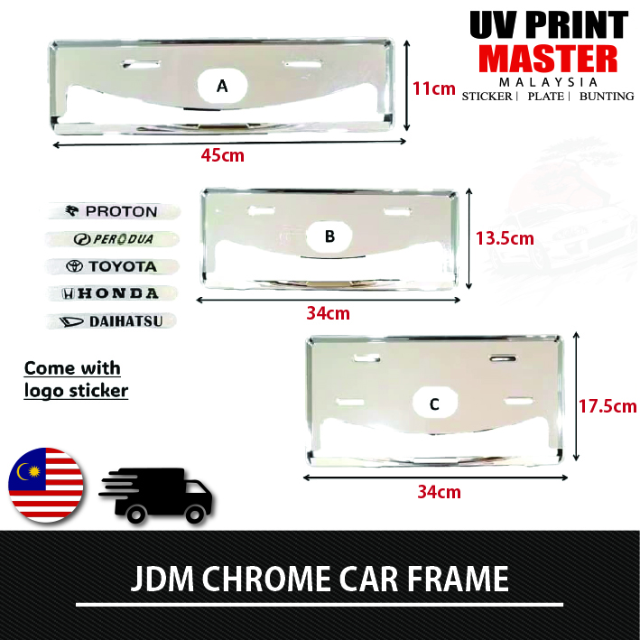 3 SIZE JDM SILVER COVER JAPAN ABS CAR PLATE FRAME ( CHROME ) CAR PLATE ...