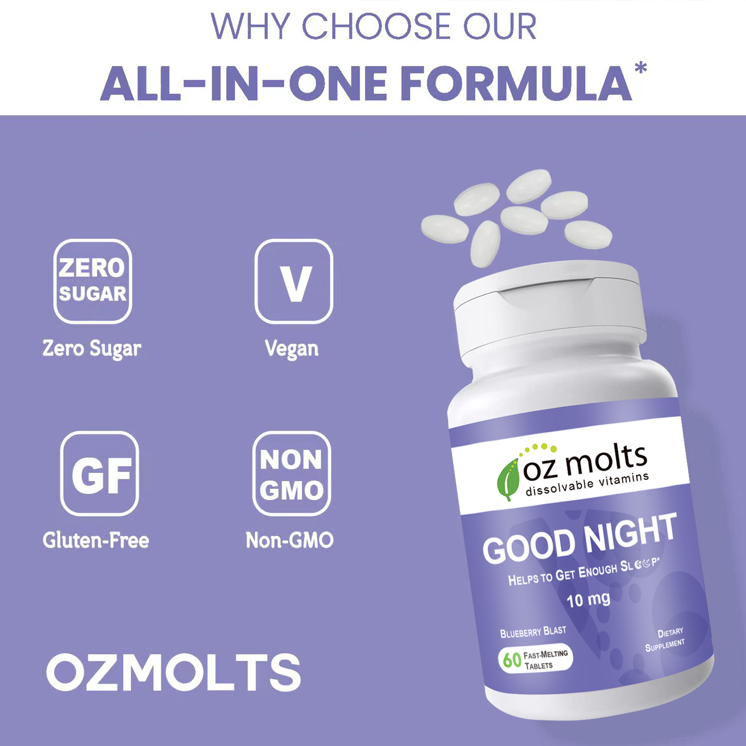 Ozmolts Good Night Chewables Relaxing Supplements Tablets Hair Loss ...