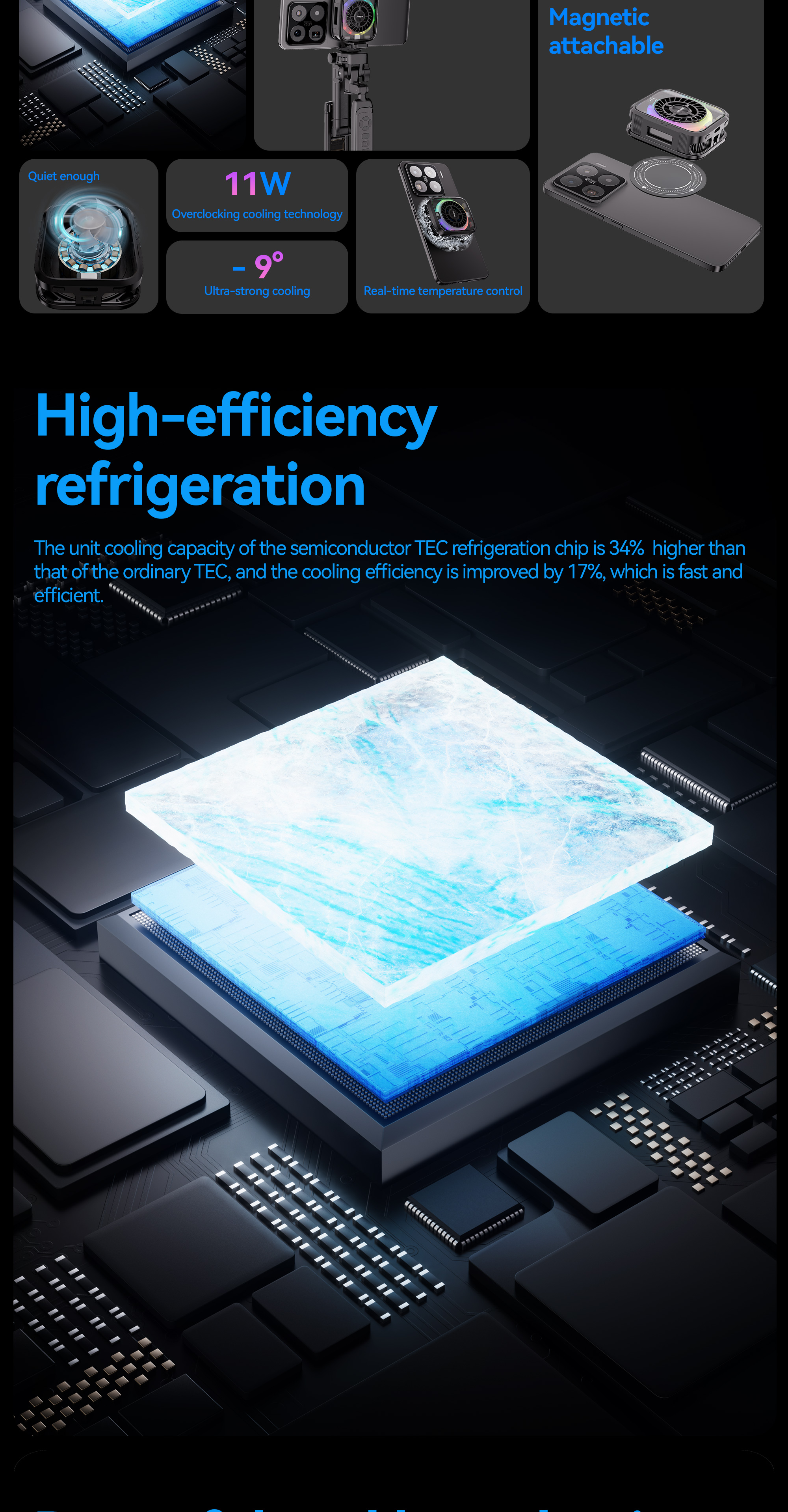 Amgras IceWorld Pro 2 Phone Cooler Mute Magnetic/Clip-on Cooling Fan ...