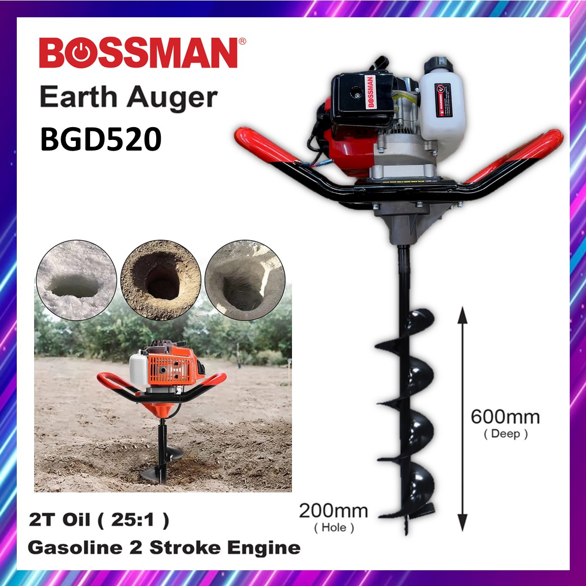 Bossman BGD520 Earth Auger With Auger Bit Gasoline 2 stroke engine ...