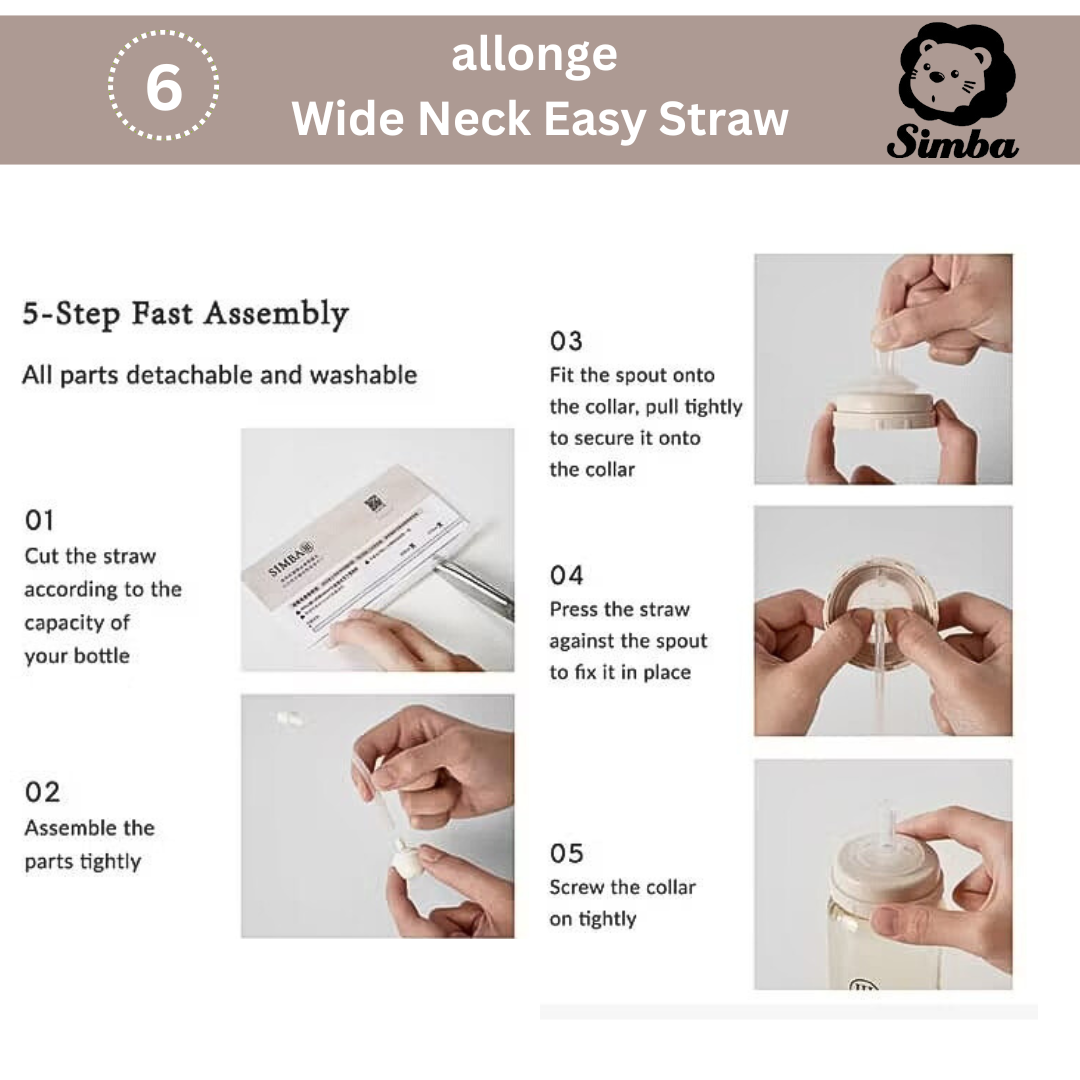 Simba Allonge Wide Neck Replacement Accessories (5)Patented Straw l (6 ...