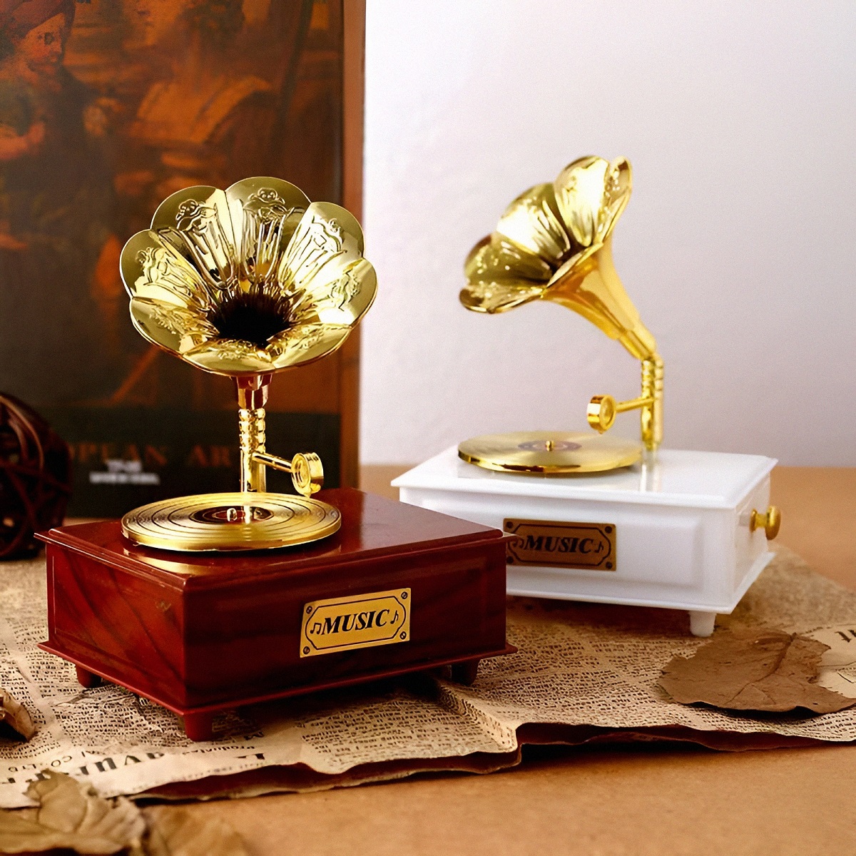 European Retro Gramophone Music Box Kotak Muzik Hiasan Klasik Rak ...
