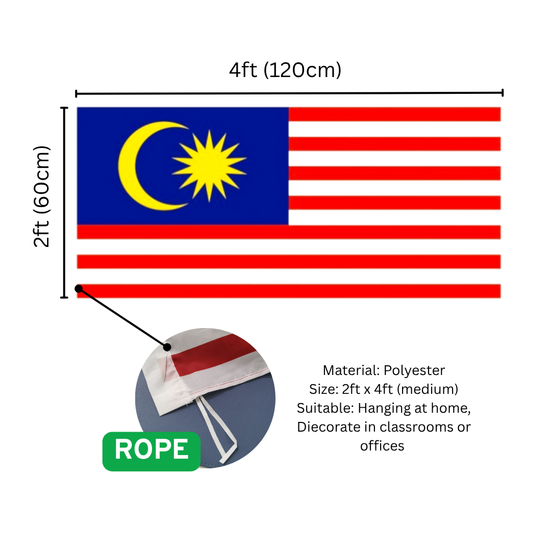 Bendera Malaysia Jalur Gemilang Malaysia Flag 2'x4' Flag Malaysia Jalur ...