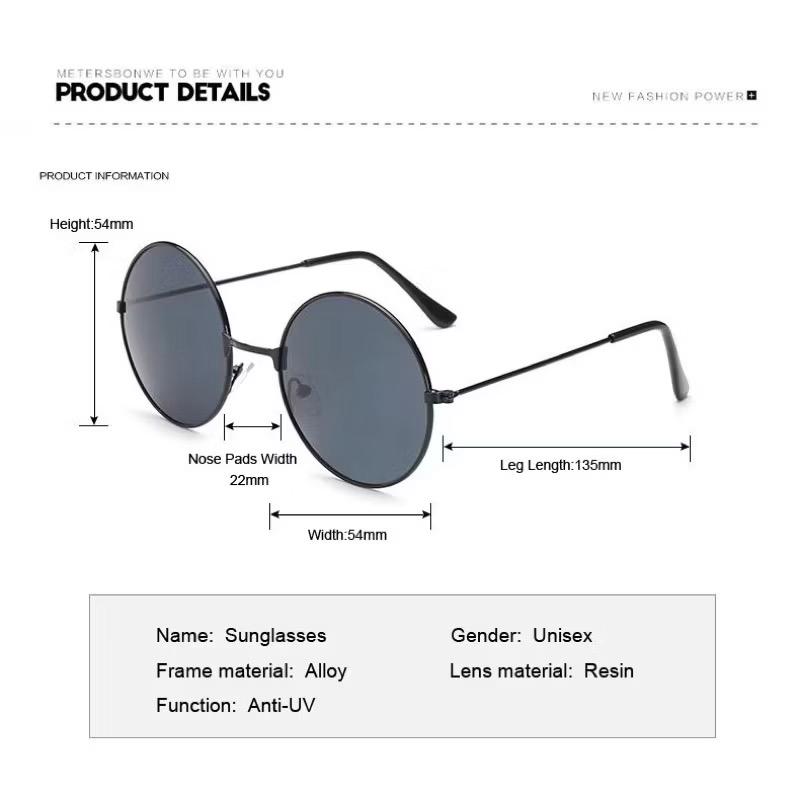 etal Material Spec Unisex Classic Round Sunglasses Cermin Mata Hitam ...