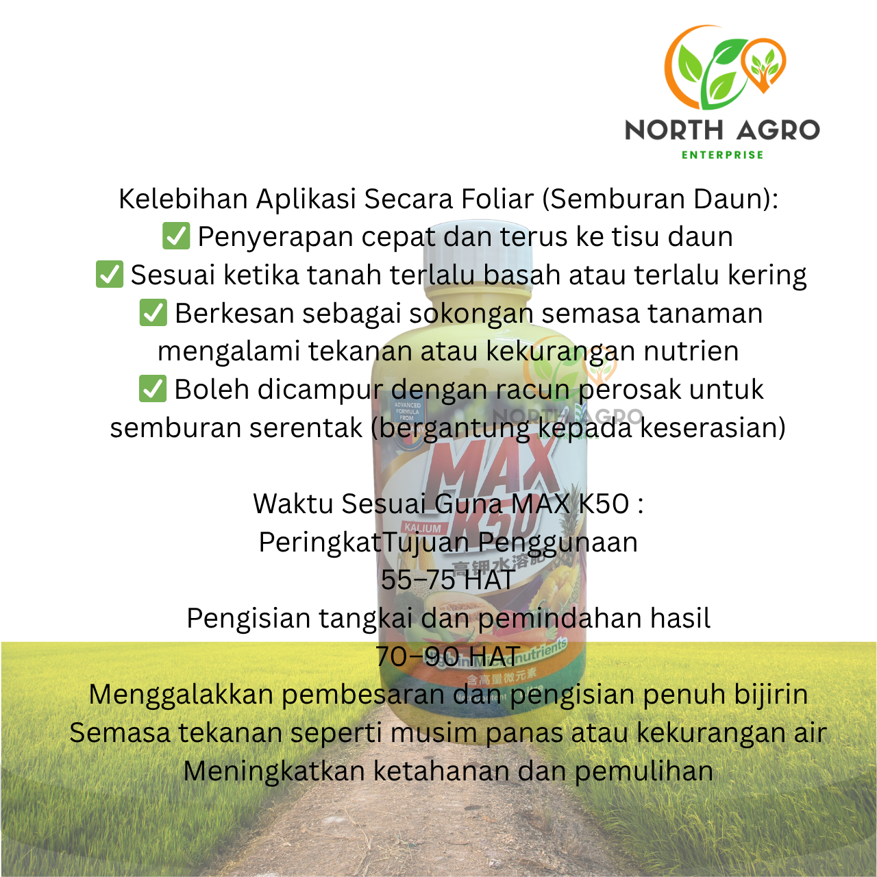 MAX K50 | Padi | Vitamin Buah | Tangkai Panjang | Baja Foliar (1L ...