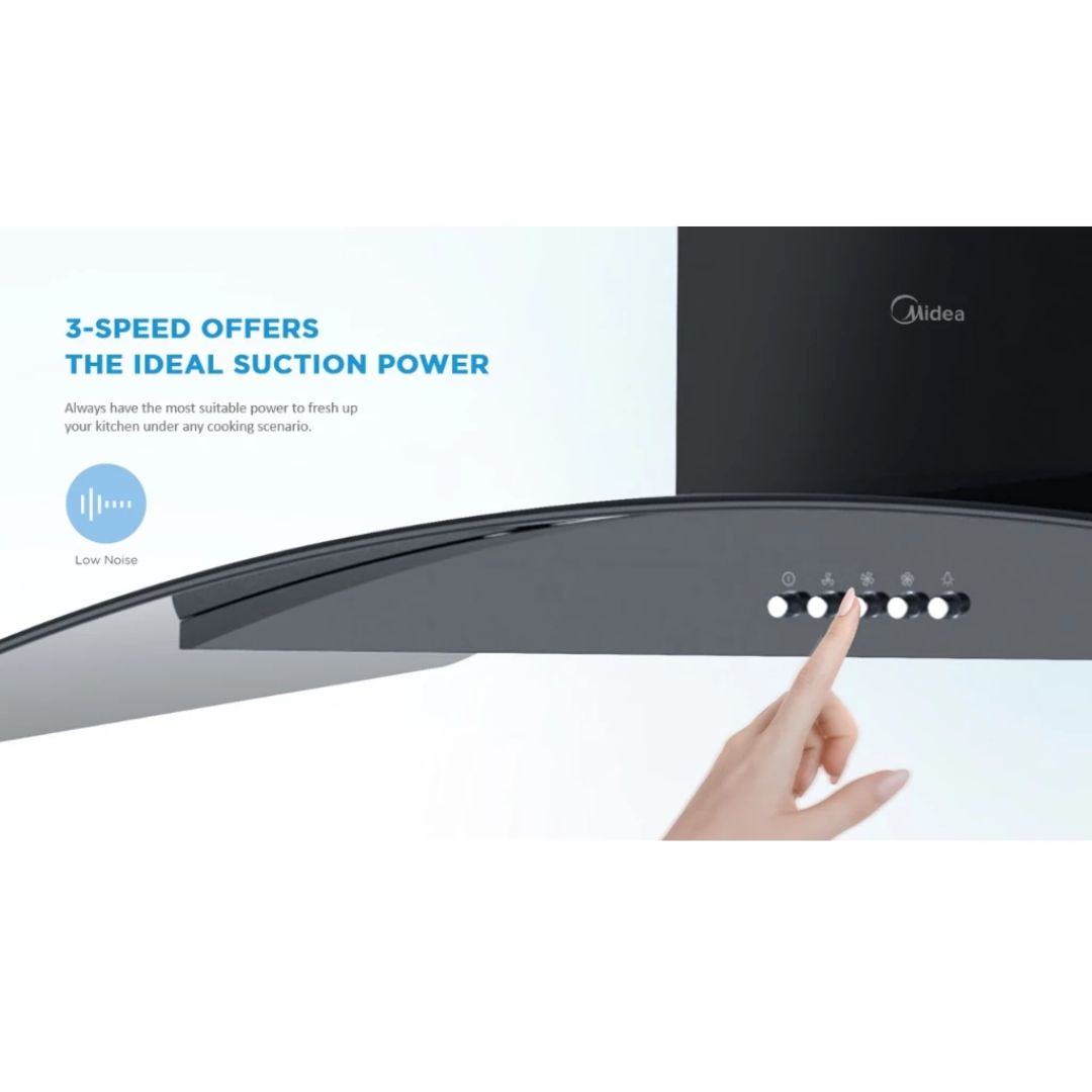 Midea Hud Dapur Kaca Melengkung - Cooker Hood Curve Glass (90cm/1400m³ ...
