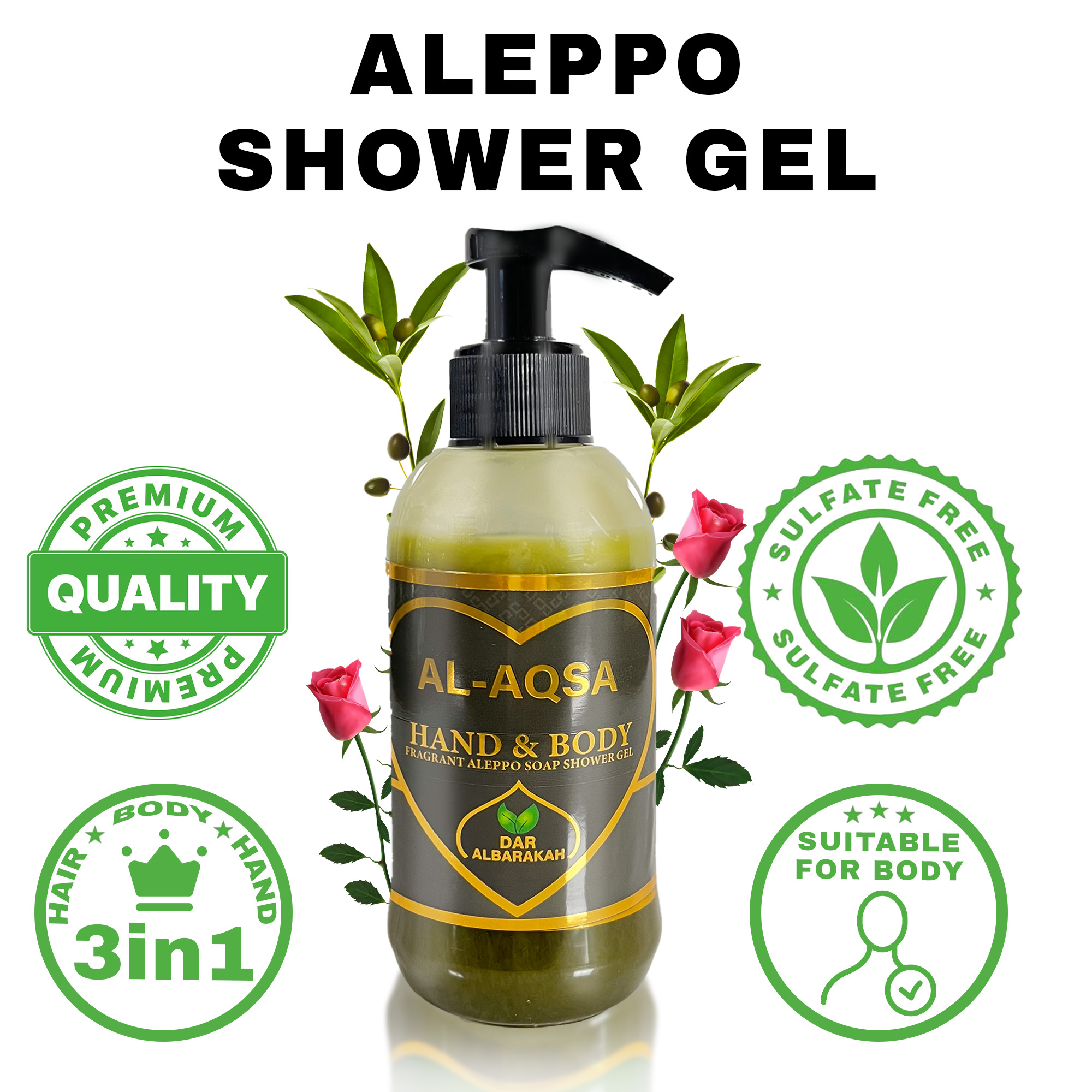 AL-AQSA Sabun Aleppo & Shower Gel 3 Variasi Premium Dengan Minyak ...
