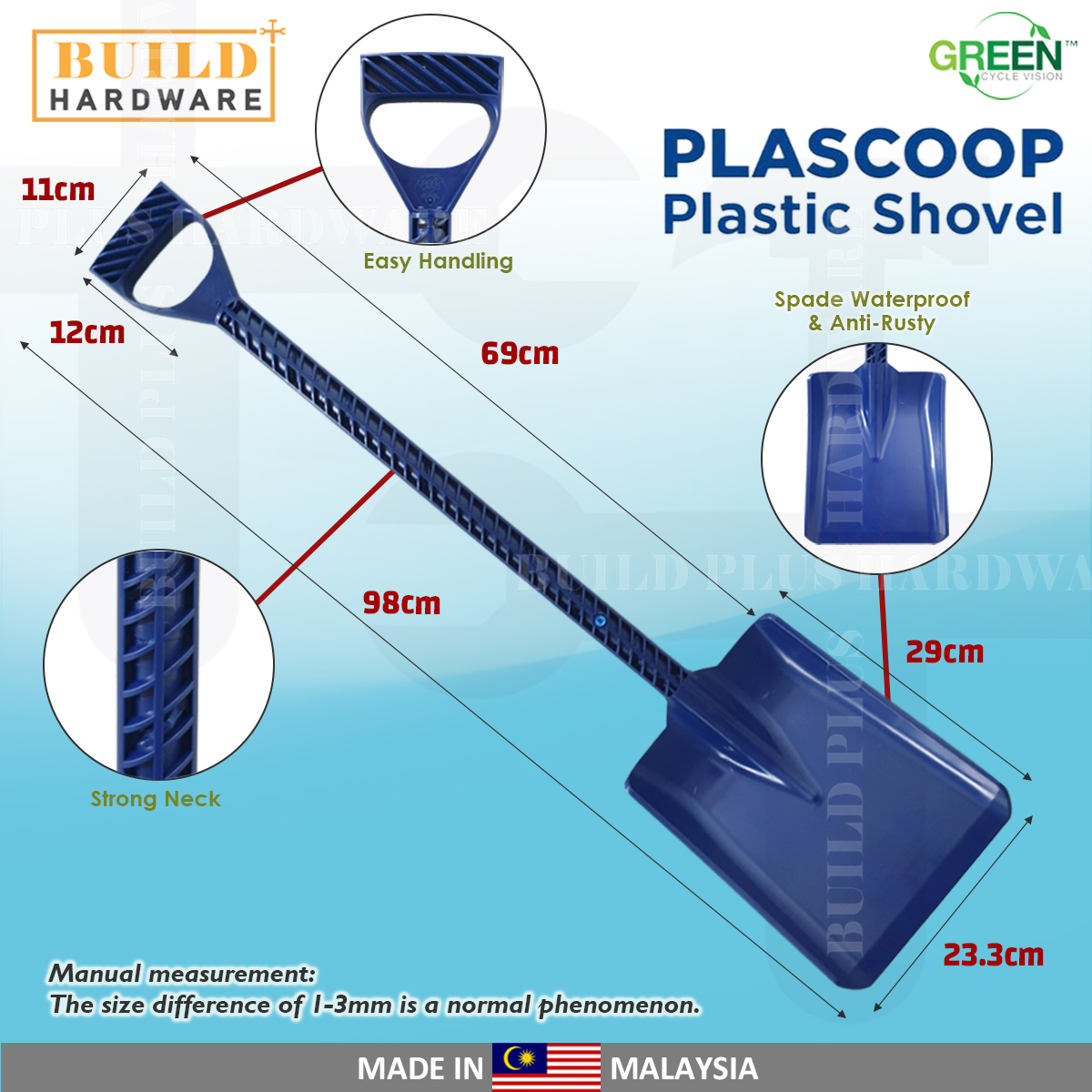 Sharp / Flat Head Shovel with Steel / Plastic / Wooden Handle GCV ...