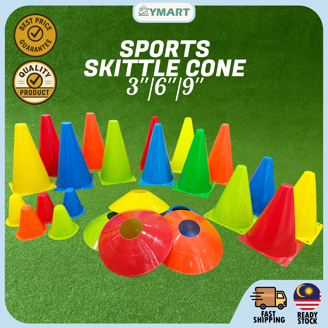 Sports Skittle Cone (2''/3''/6''/9'') (5cm/8cm/15cm/23cm), Plastic ...