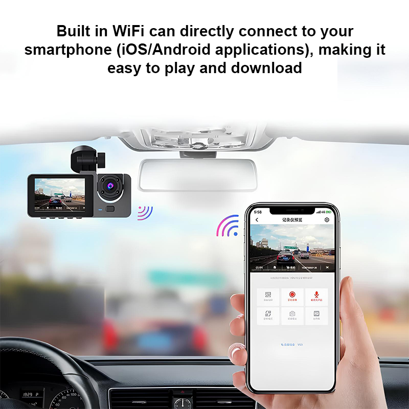 Dash Cam 4K WIFI Camera for Car Front and Rear internal Dash Camera 24H ...