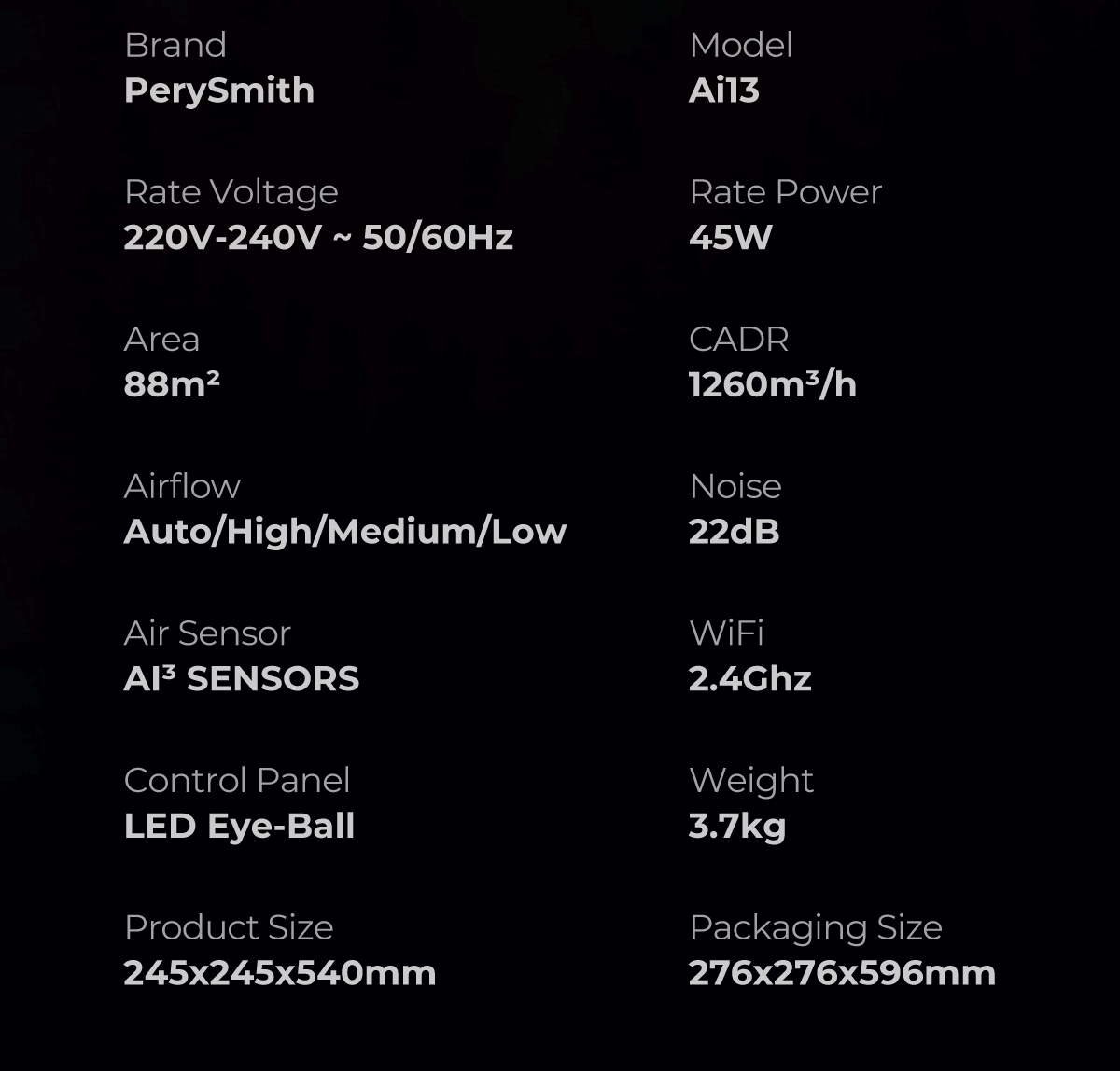 PerySmith Smart Air Purifier Ai Series Ai13 | Shopee Malaysia