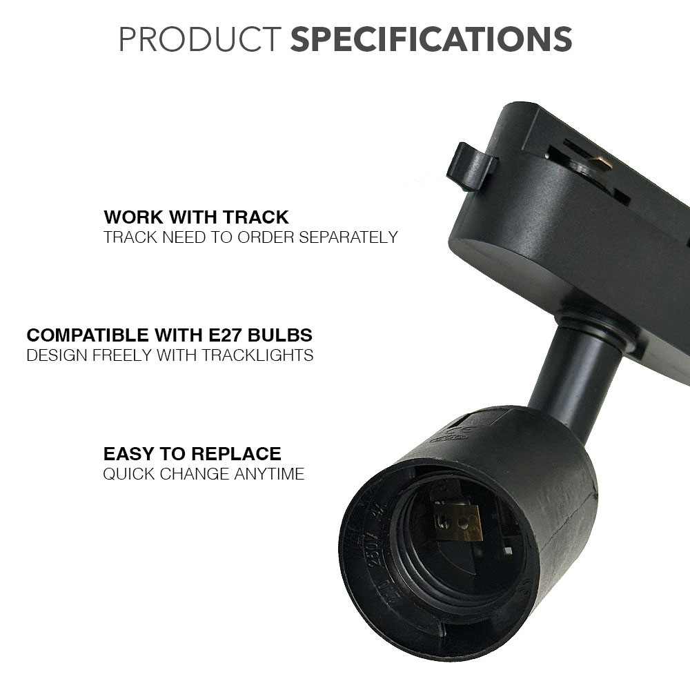 [READY STOCK] E27 ADJUSTABLE TRACK LIGHT HOLDER FITTING SPOTLIGHT BASE ...