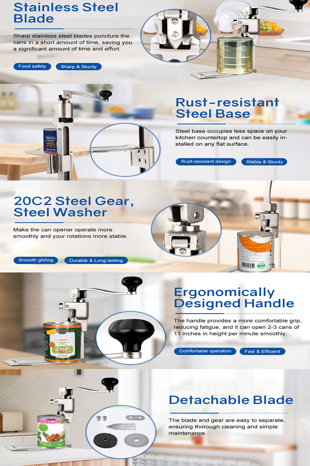 can opener Restaurant Desk Style Industrial Table Mount Manual Bottle ...