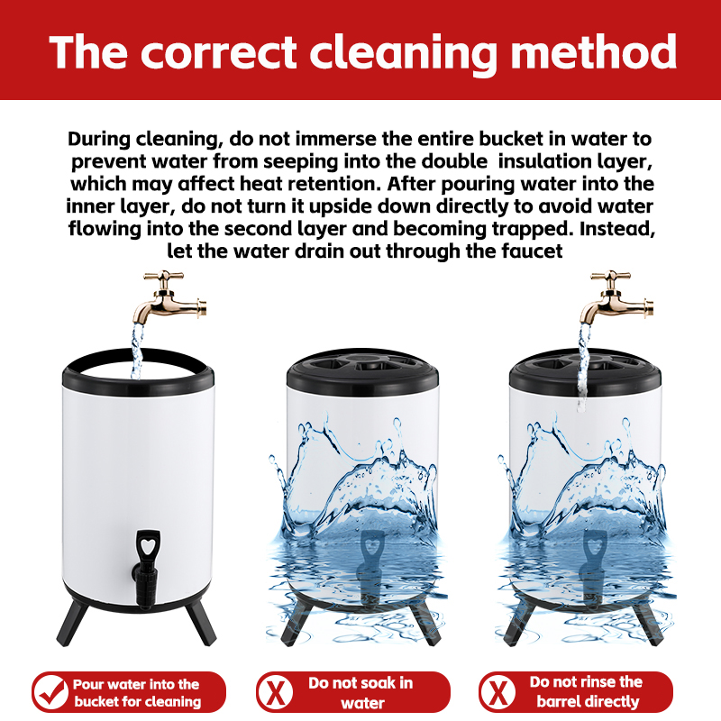 Stainless steel milk tea buckets cold and hot insulation buckets double ...